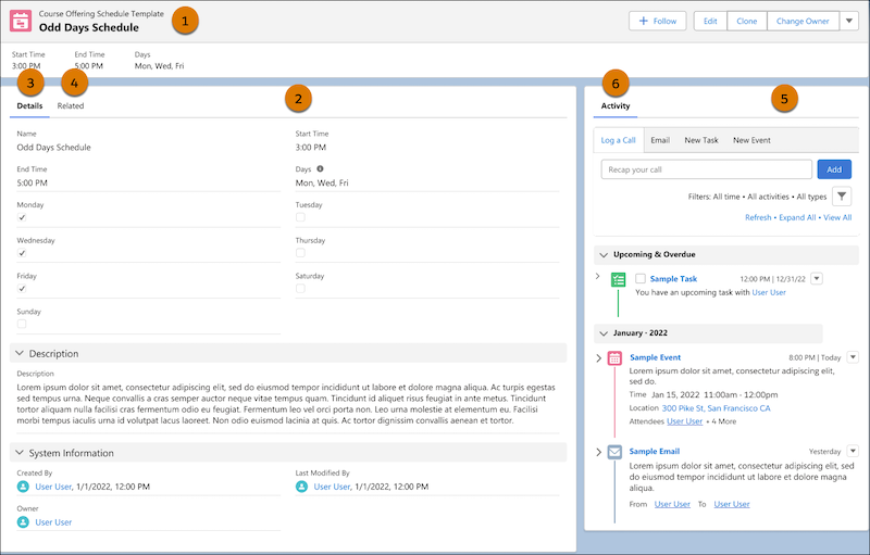 Set Up Course Offering Schedule Template Record Page