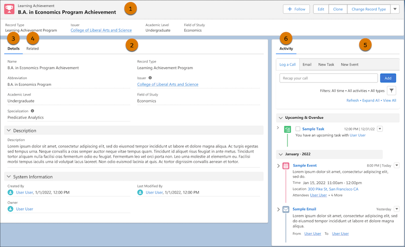 Set Up Learning Achievement Record Page