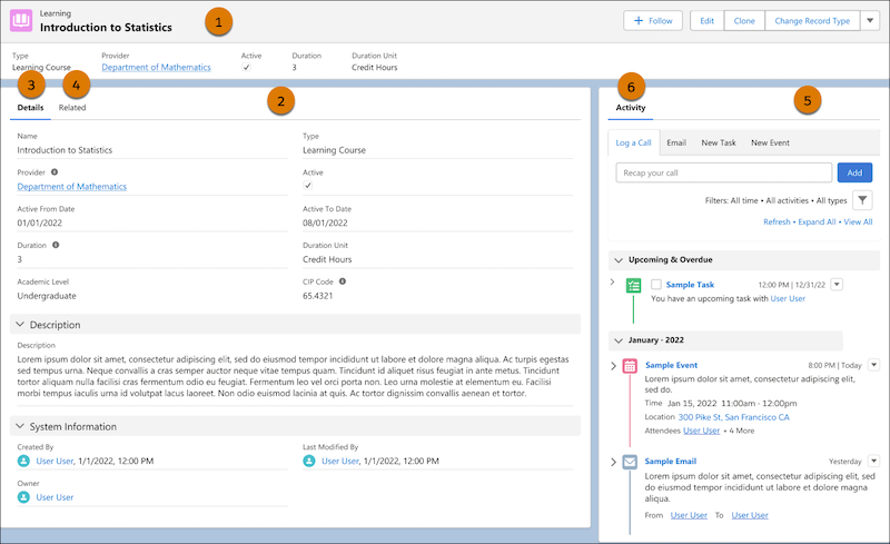 Set Up Learning Record Page
