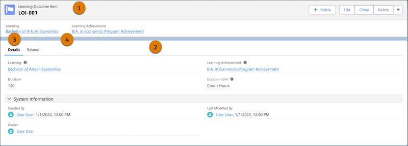 Set Up Learning Outcome Item Record Page