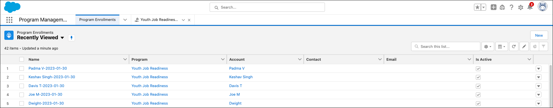 Example 1: Manage a Youth Job Readiness Program