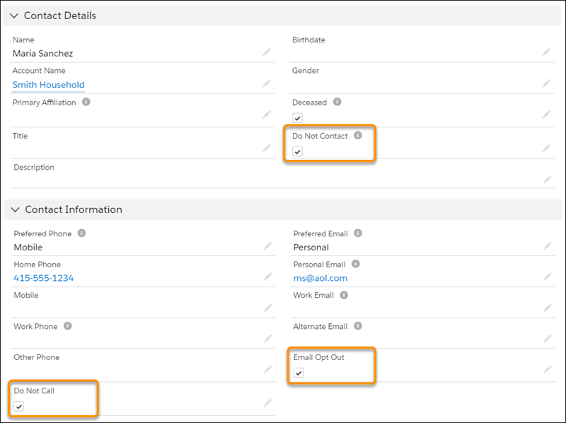 Mark a Contact as Do Not Contact or Deceased
