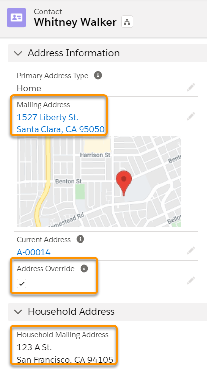 Override the Default Household Address for a Contact