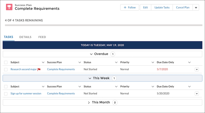 Additional Success Plan Setup for Higher Ed