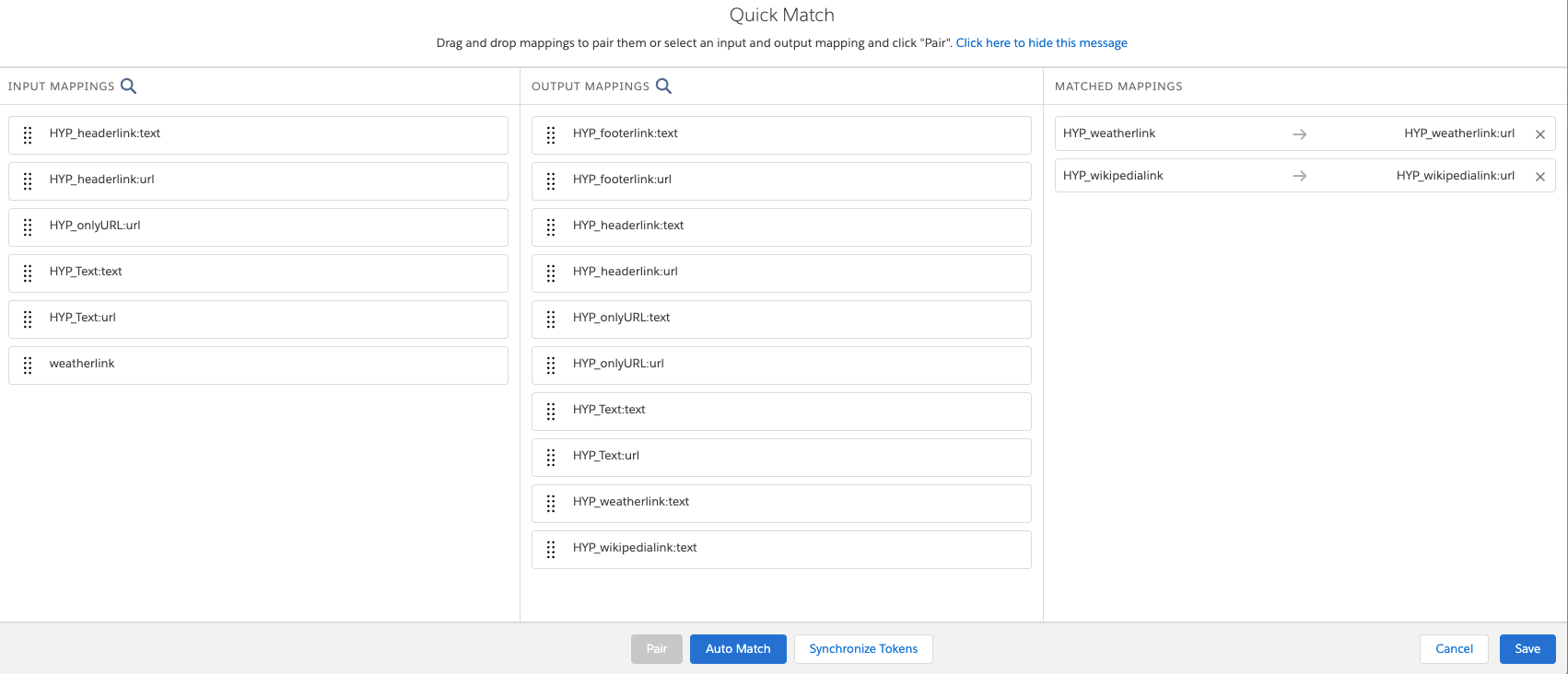 Map Hyperlink Tokens in the DataRaptors