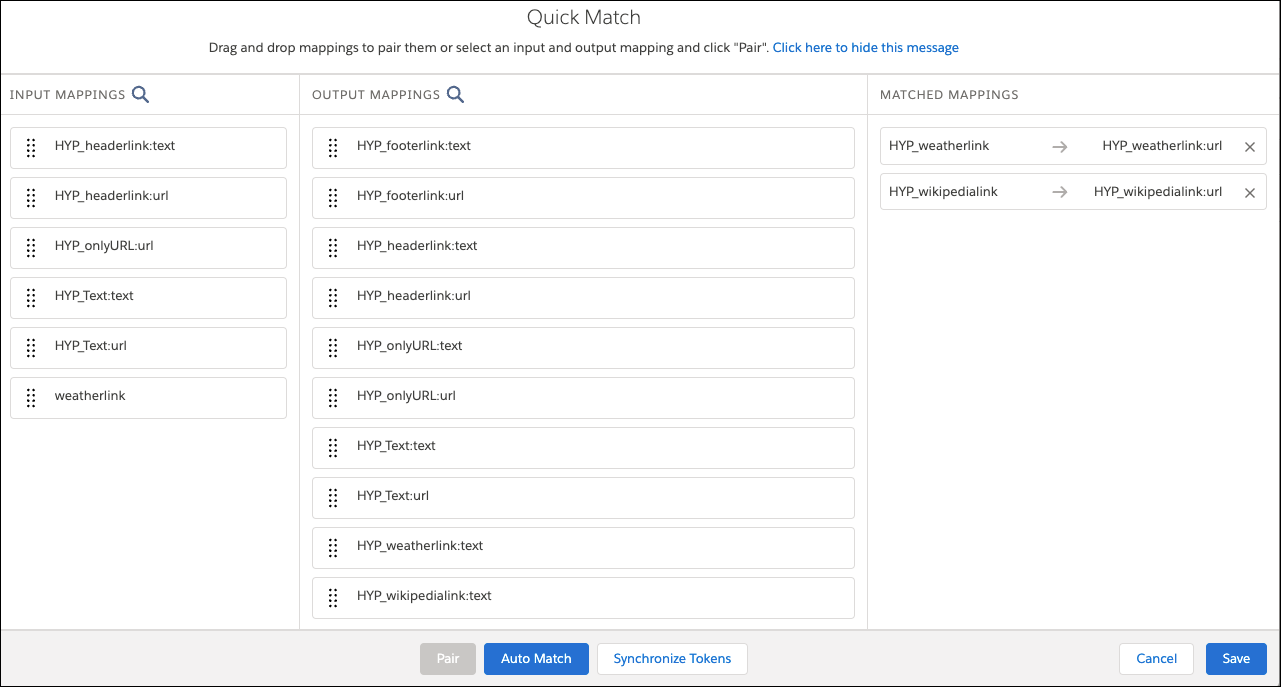 Map Hyperlink Tokens in Omnistudio Data Mapper