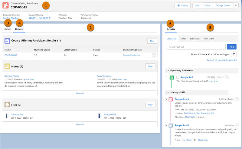 Set Up Course Offering Participant Record Page