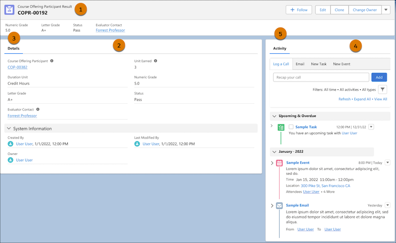 Set Up Course Offering Participant Result Record Page