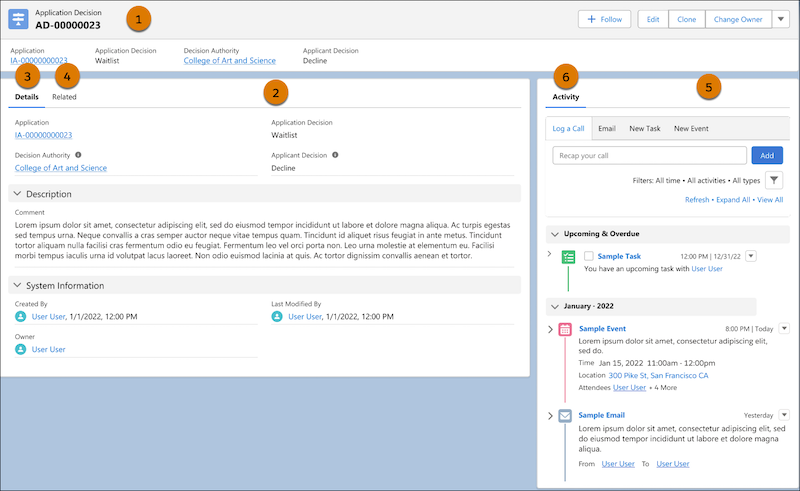 Set Up Application Decision Record Page