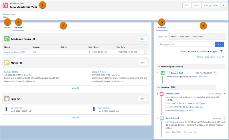 Set Up Academic Year Record Page