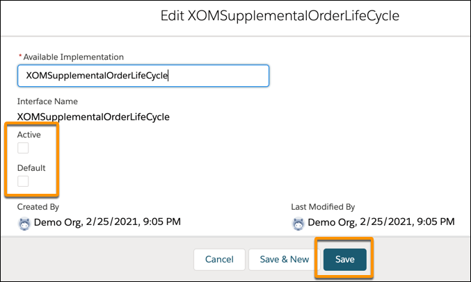 Correct the XOMSupplementalOrderLifeCycle interface implementation