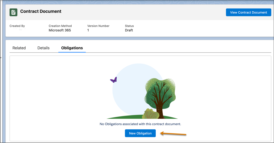 Create an Obligation from the Contract Record Page