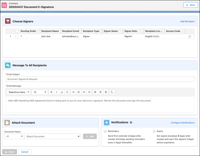 Submit a Contract for E-Signature