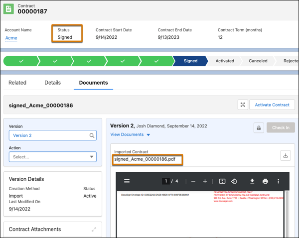 Salesforce Contracts End To End Flow