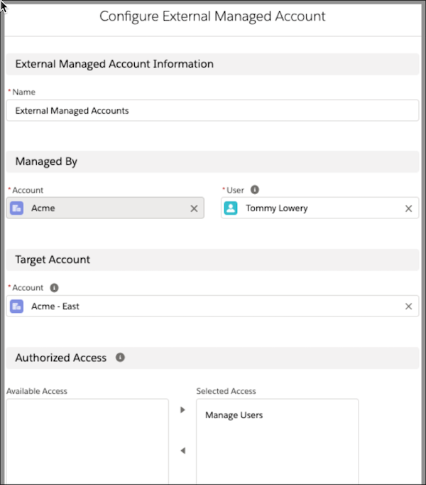 Give External Users Access to Manage Other Accounts