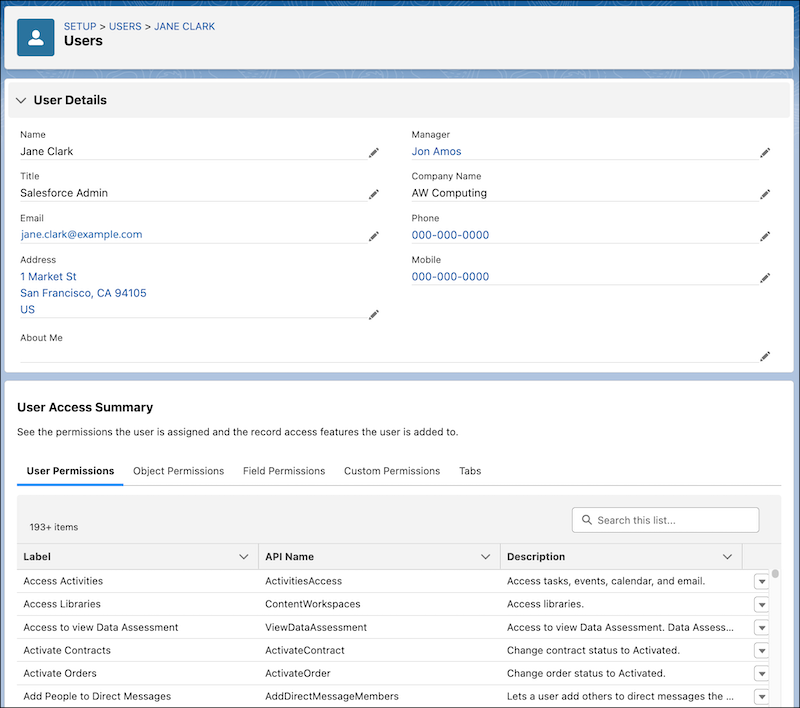 View a User’s Access Summary