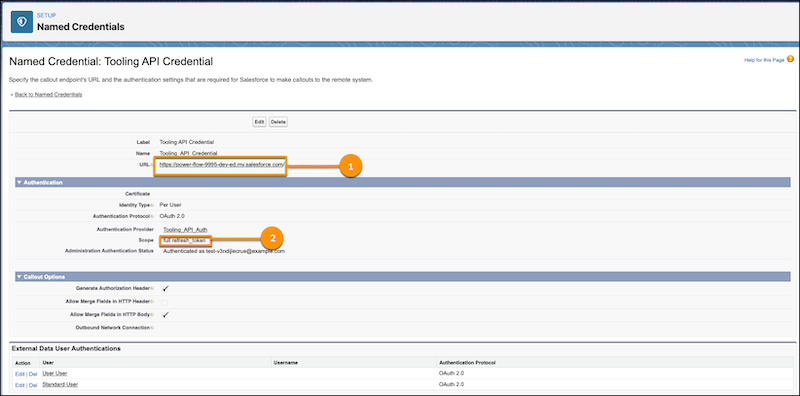 Create a Named Credential for the Tooling API