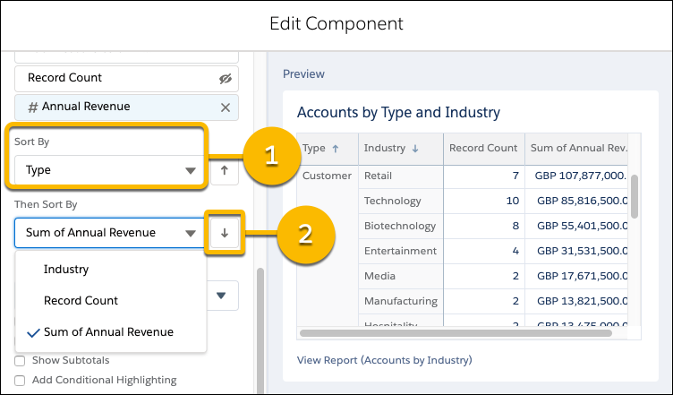 Sort Data in Dashboard Widgets