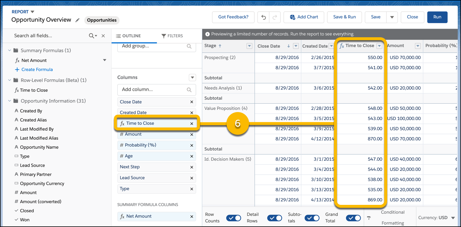 Examples: Evaluate Each Record in Reports with Row-Level Formulas