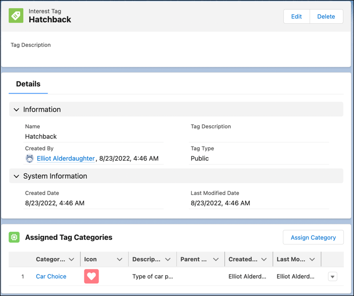 Create Categories and Interest Tags for Automotive Cloud