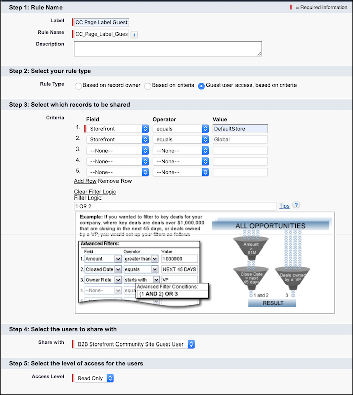 Create Sharing Rules for Guest User Access to Storefront Objects