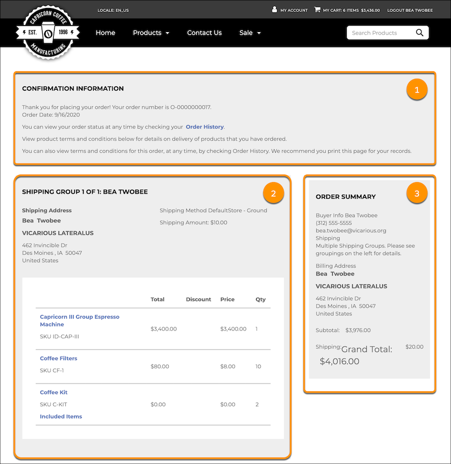 Show Order Confirmation Details and Send Order Emails