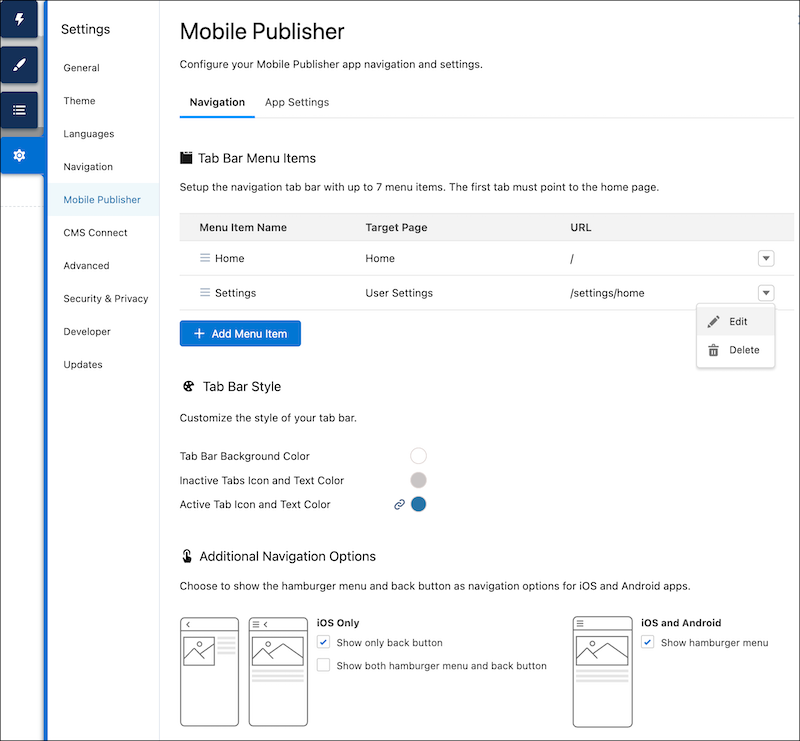 Configure App Navigation