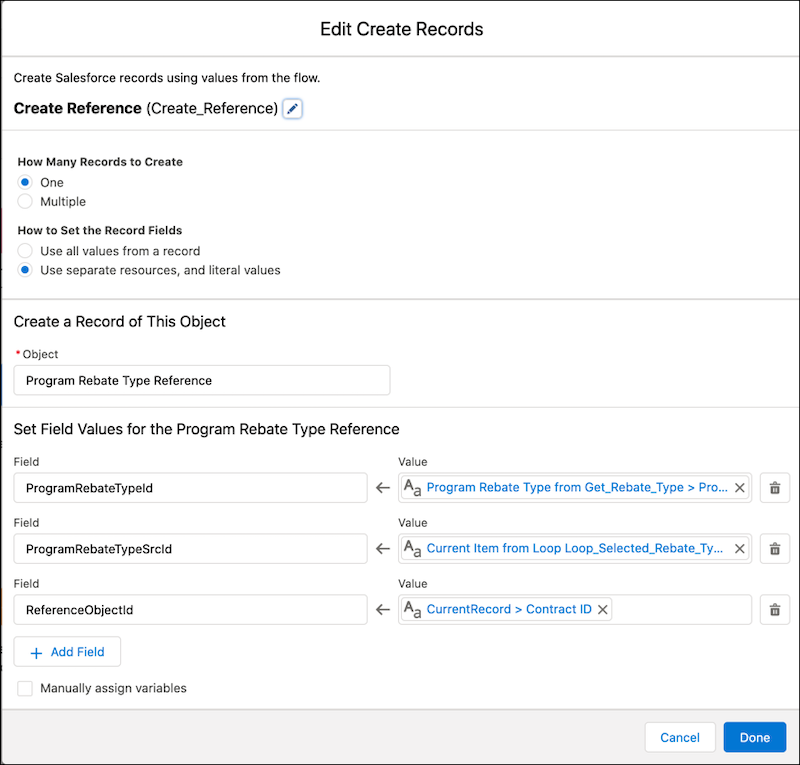 Design a Screen Flow to Add Selected Rebate Types to a Sales Object