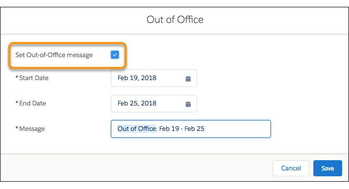 Set an Out of Office Message in Chatter