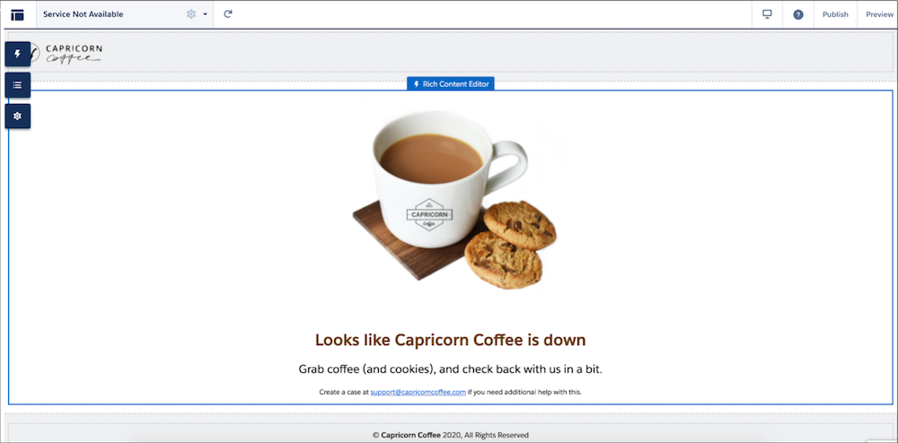 Use a Custom Service Not Available Page for Your Experience Builder Site
