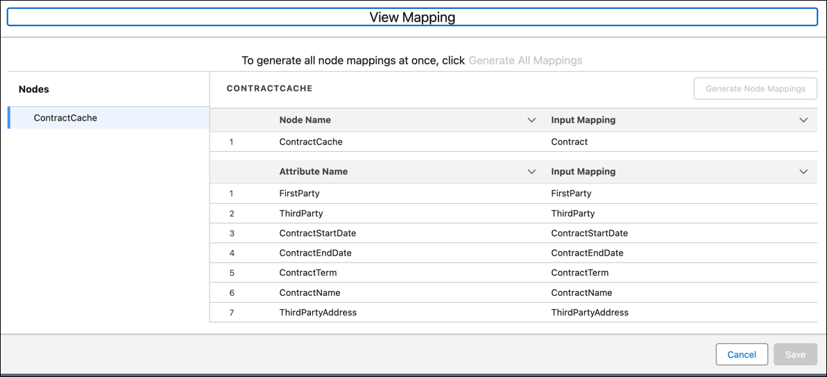 View the Standard ContractsExtractionContext Mapping