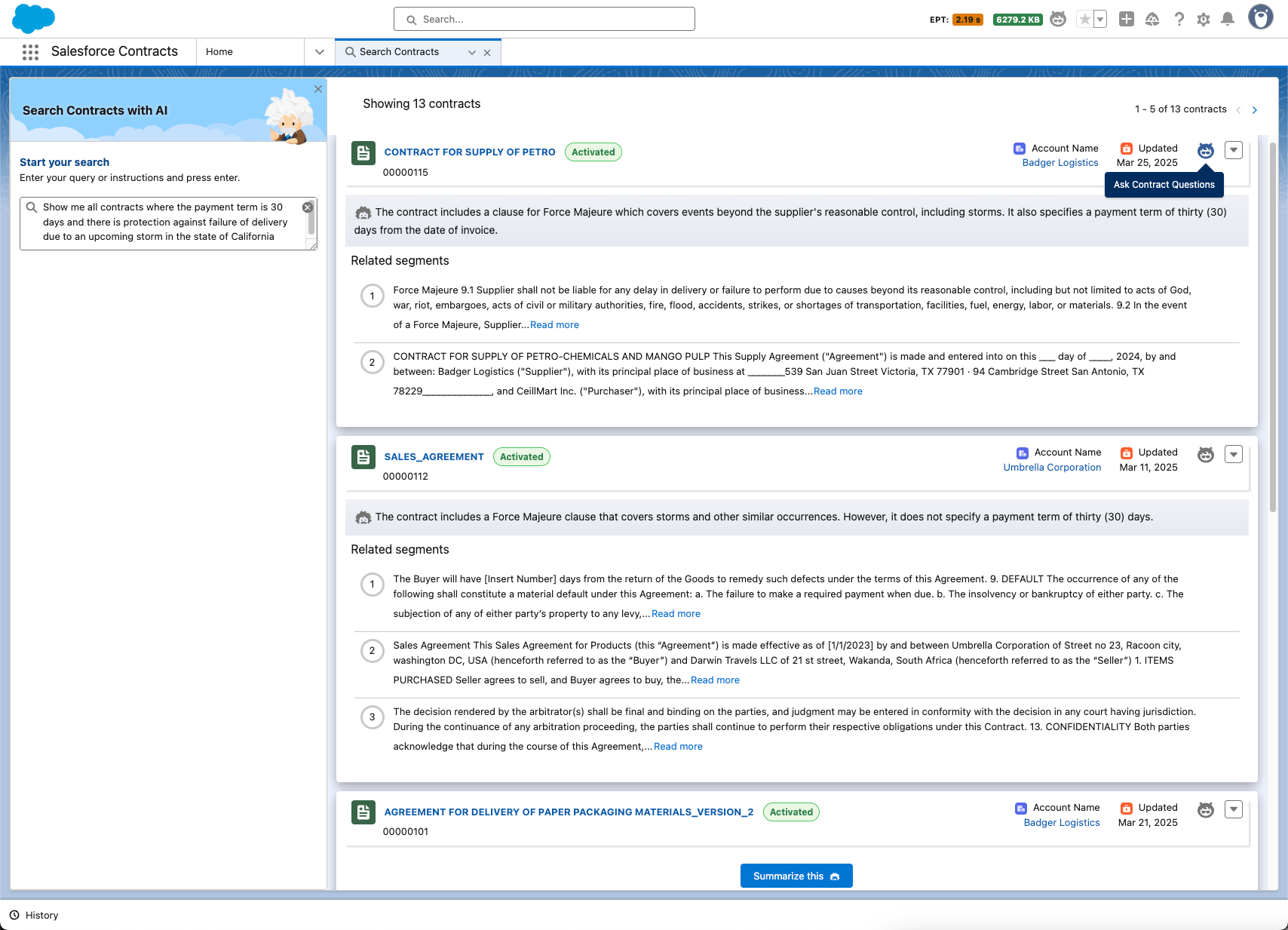 Search, Summarize, and Interact with Contracts Using AI