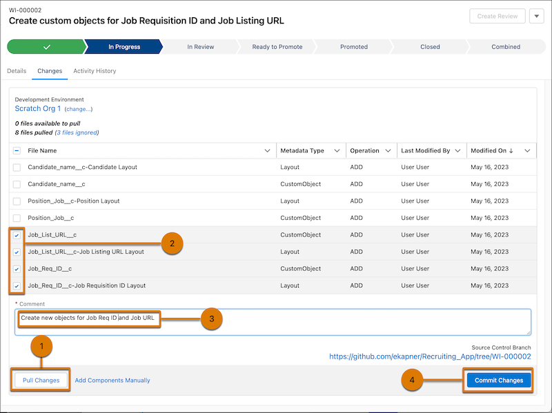 Commit Changes to the Source Control Repository