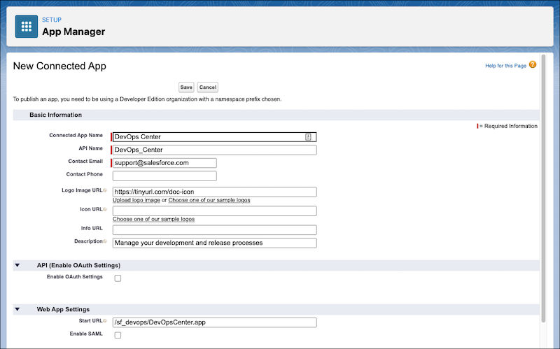 Create the Connected App