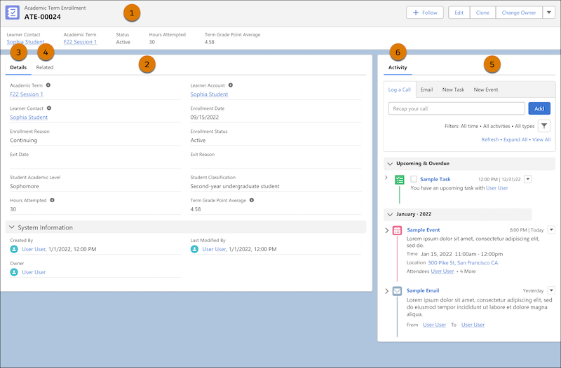 Set Up Academic Term Enrollment Record Page