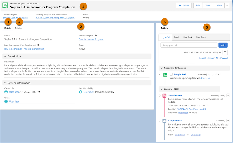Set Up Learner Program Requirement Record Page