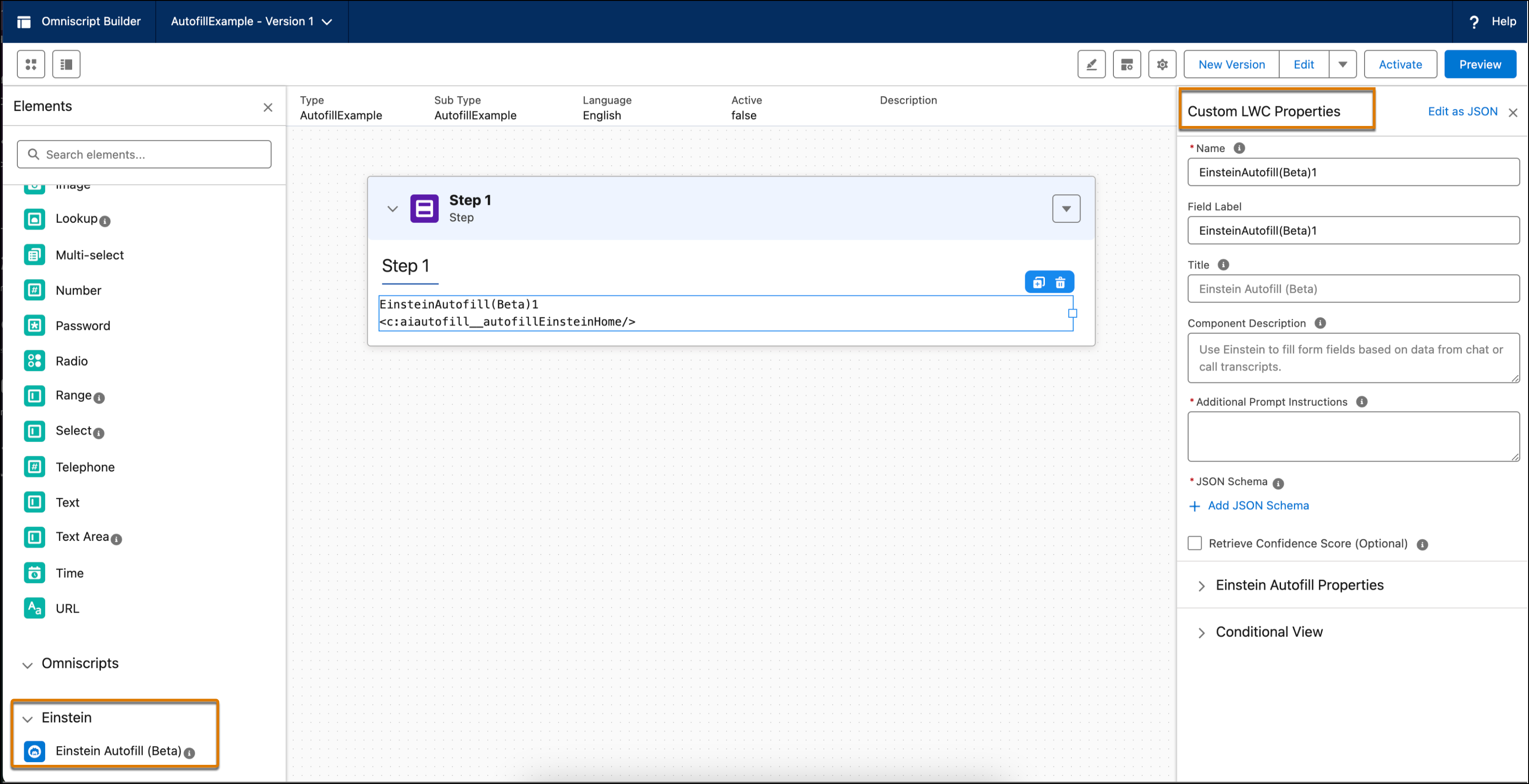Add Einstein Autofill Omniscript Component (Beta)