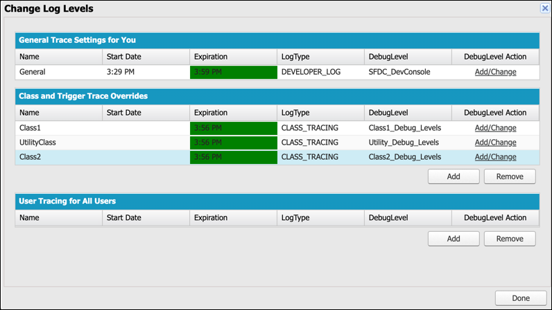 Set Up Apex Class and Trigger Trace Flags