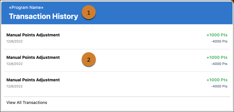 View Transaction History Widget Template