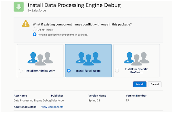 Install the Data Processing Engine Debug Package