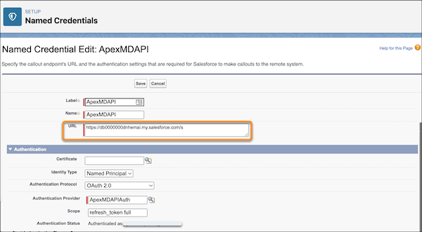 Configure the Named Credentials for Object Hierarchy Mapping