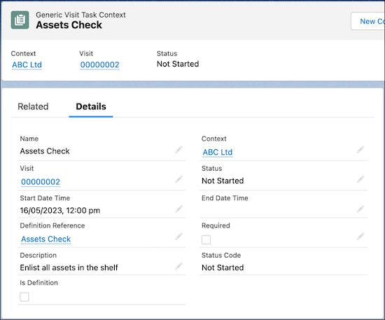 Set Context for a Visit Task