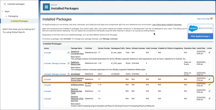 Install the Data Processing Engine Debug Package