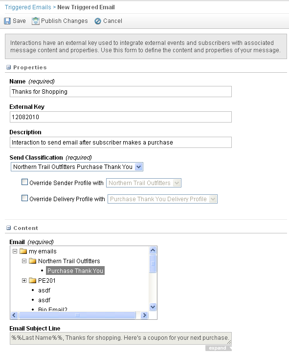 Triggered Emails Example