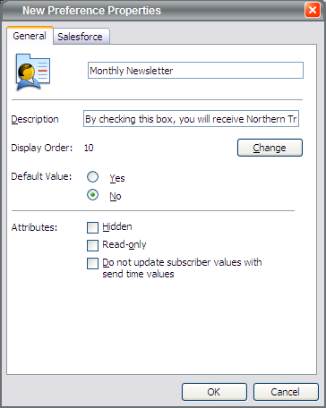 Scenario: Preference Properties Dialog Box