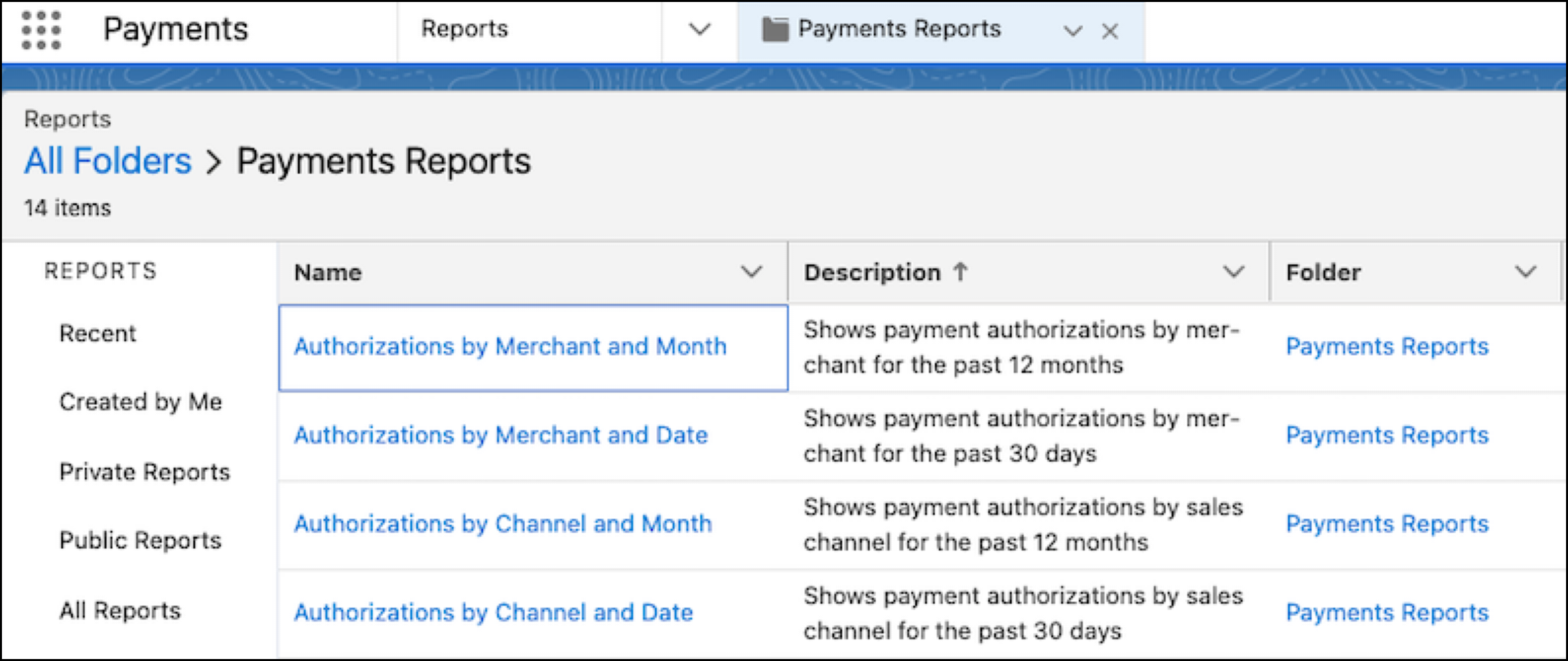 View Financial Activities from Payments Reports