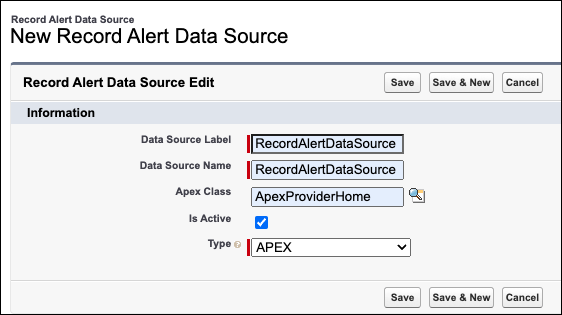 Set Up the Record Alert Data Source