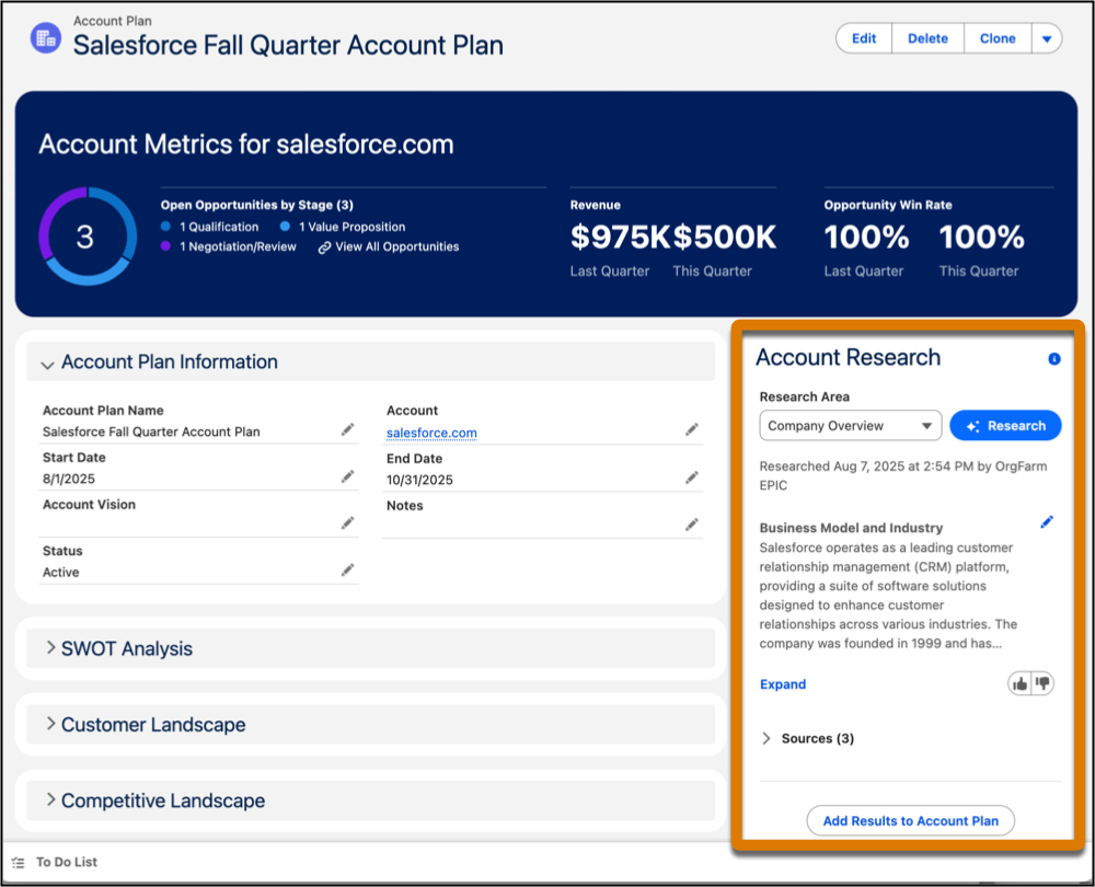 Sales Account Research Overview