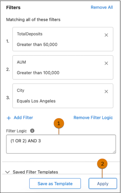 Create Custom Filter Logic and Save as a Template