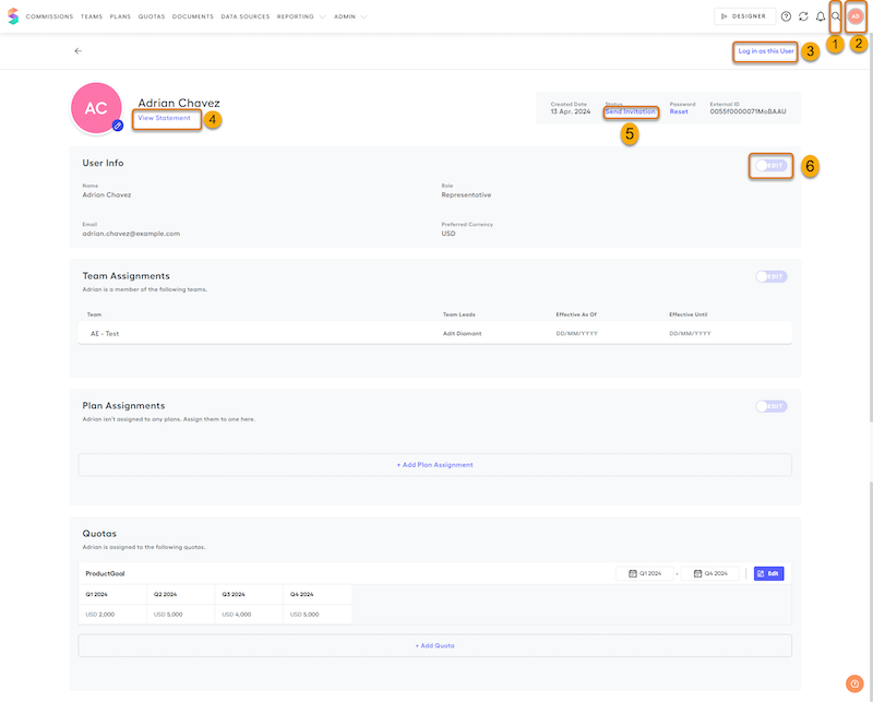 Benutzerprofile in Salesforce Spiff
